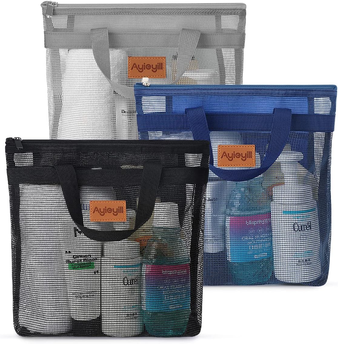 Amazon.com: 3 Pcs Portable Mesh Shower Caddy Tote, Quick Dry Tote Bag ...