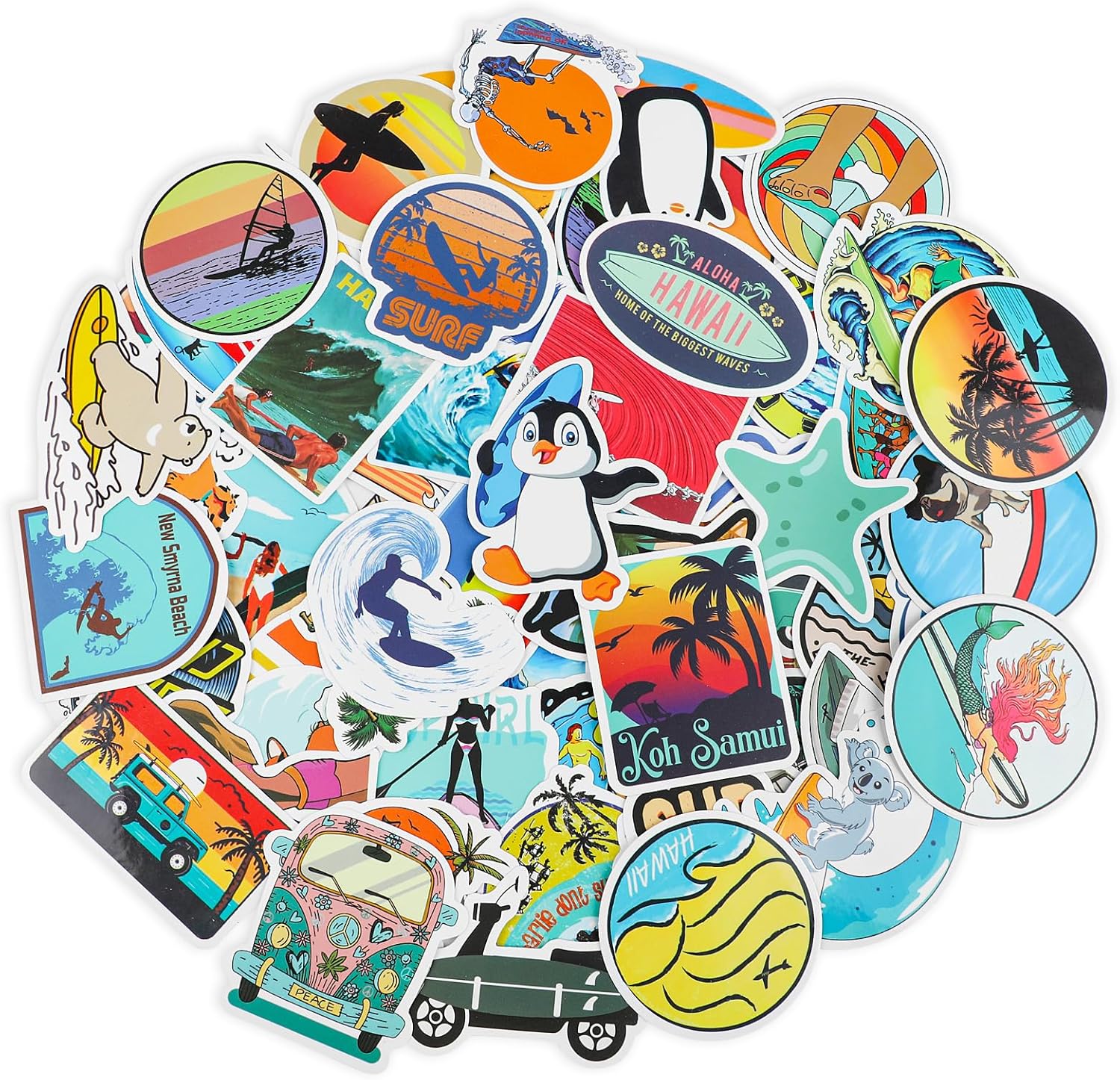 Amazon.com: JOFONY 100PCS Surfing Stickers,Cute Surf Style Sport Vinyl ...
