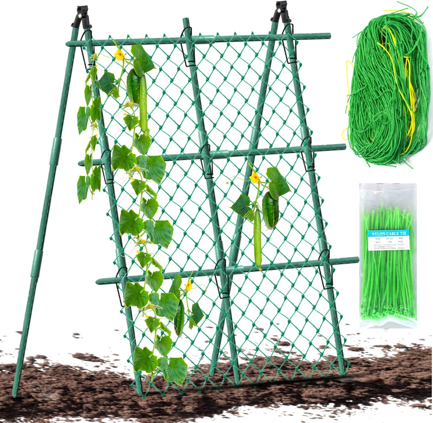 53 x 35.5 inch Detachable Cucumber Trellises A Frame Plant Supports ...