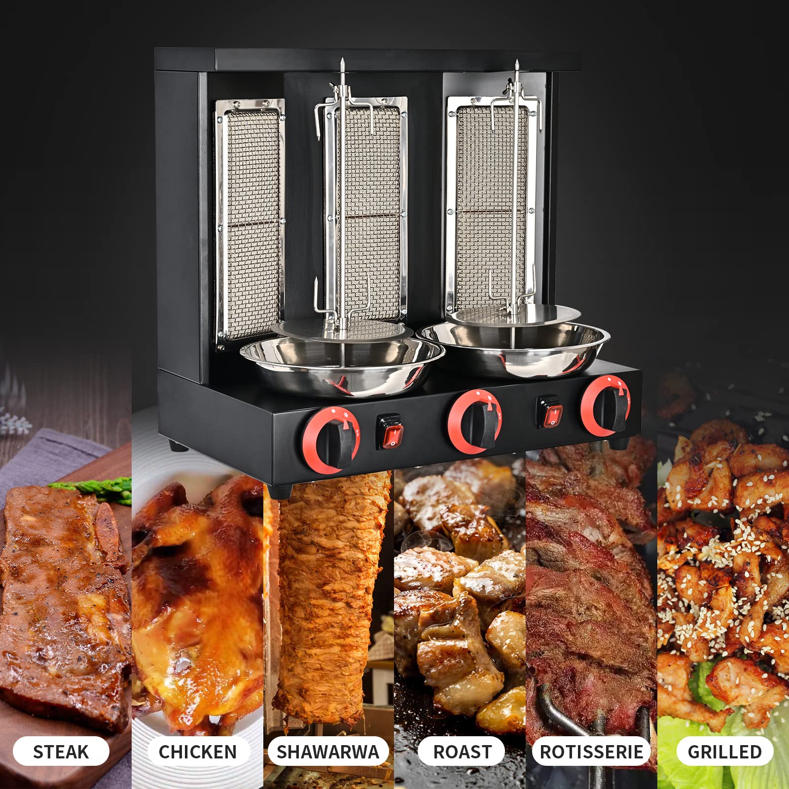 Lifancy Shawarma Machine Commercial, Automatic Vertical Broiler with 3 ...