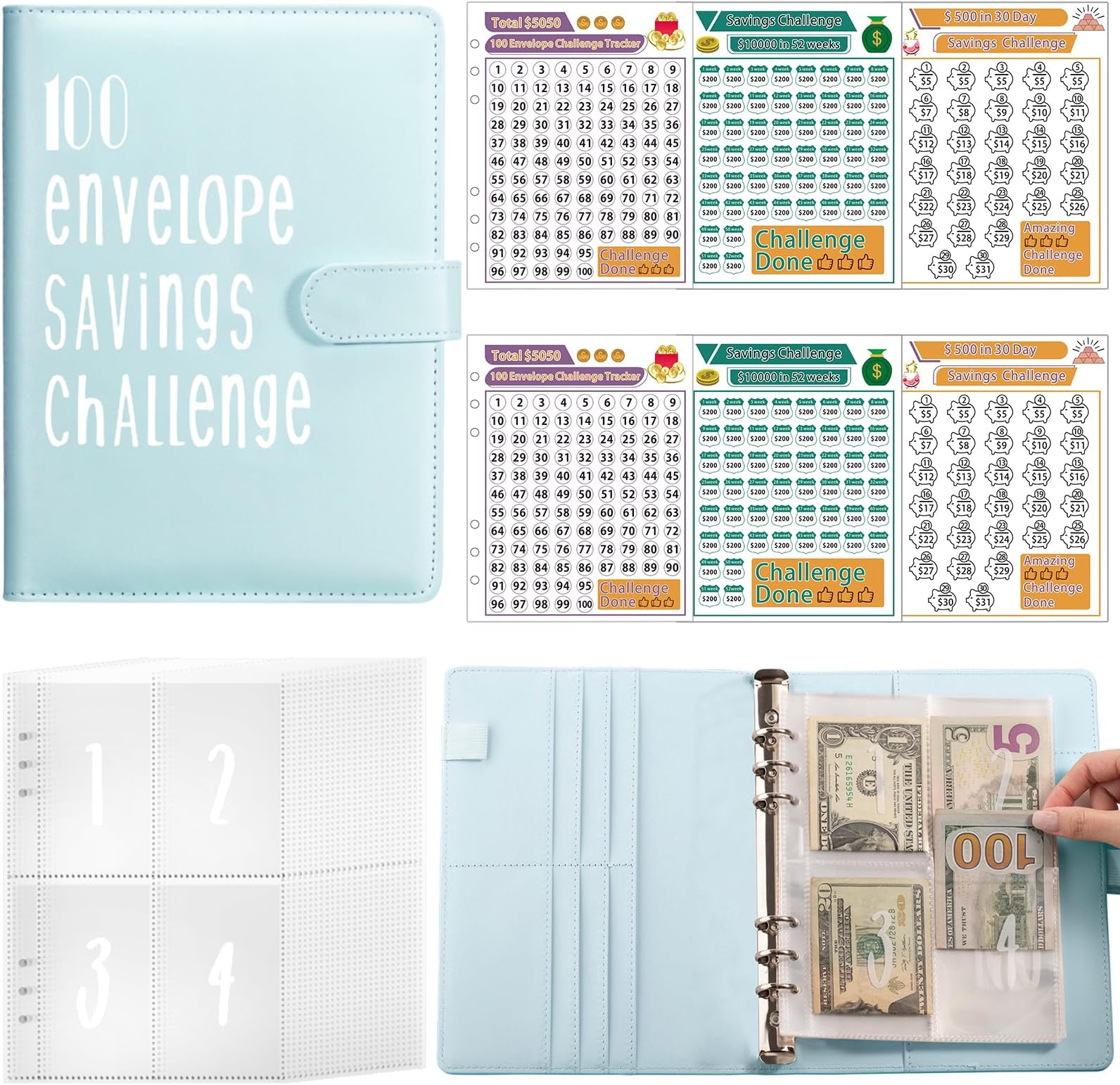 Amazon.com : 100 Envelopes Challenge Binder, A5 Money Saving Budget ...