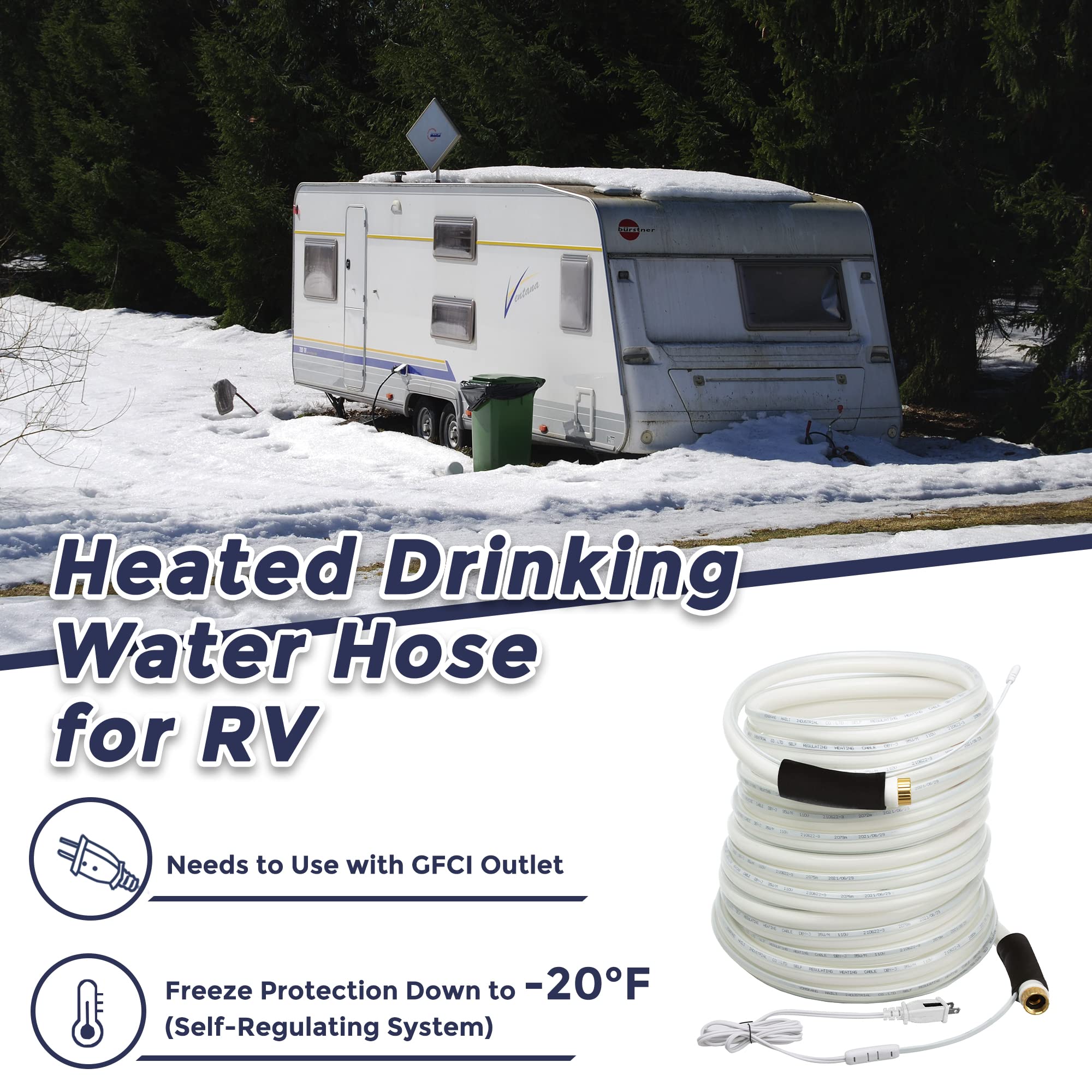 Giraffe Tools Heated Water Hose for RV, Heated RV Hose 50ft with ...