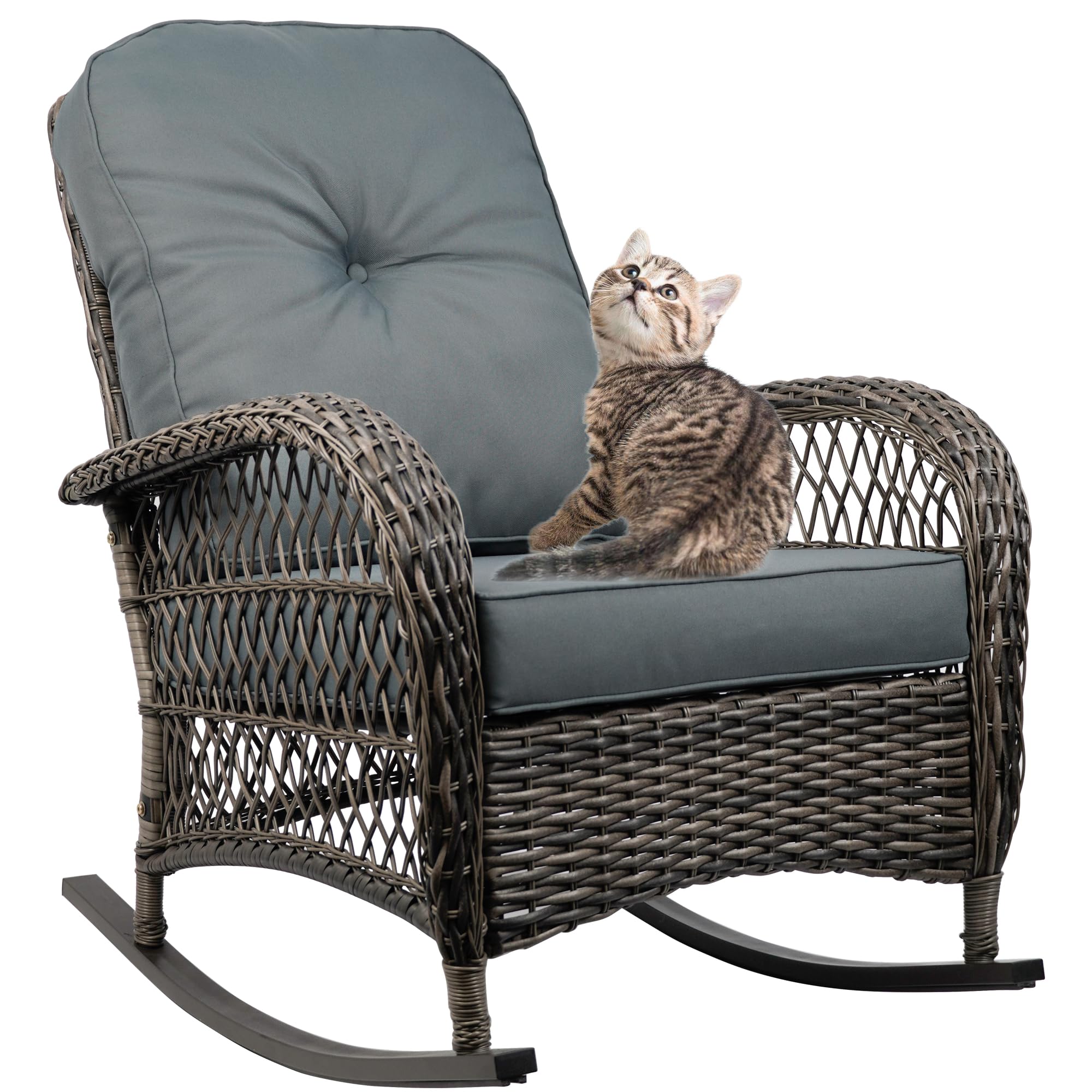 Amazon.com: TXGDPIONEER Outdoor Wicker Rocking Chair, All Weather Resin ...
