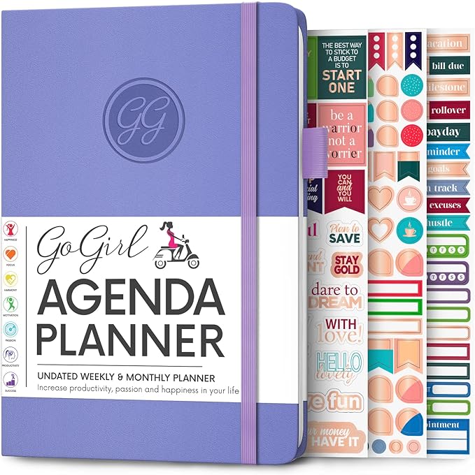 Amazon.com : GoGirl Planner Agenda – Colorful Undated Monthly & Weekly ...