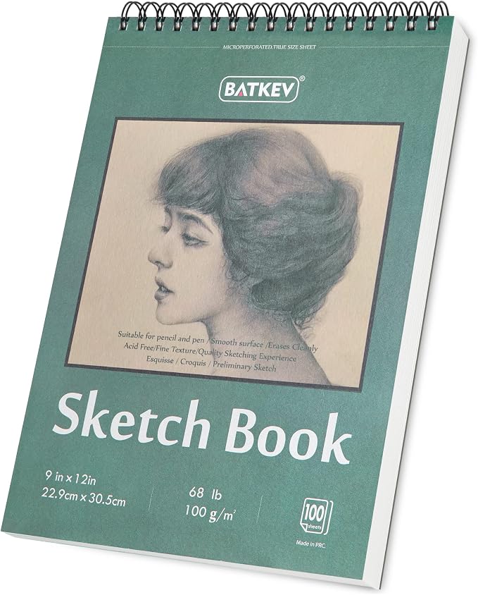 Amazon.com: BATKEV 9 x 12 inches Sketchbook 100 Sheets, Thick Drawing ...