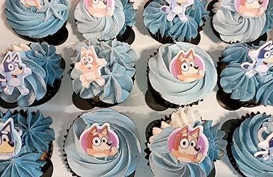 Amazon.com: DecoPac Bluey So Much Fun Rings, 24 Cupcake Decorations ...