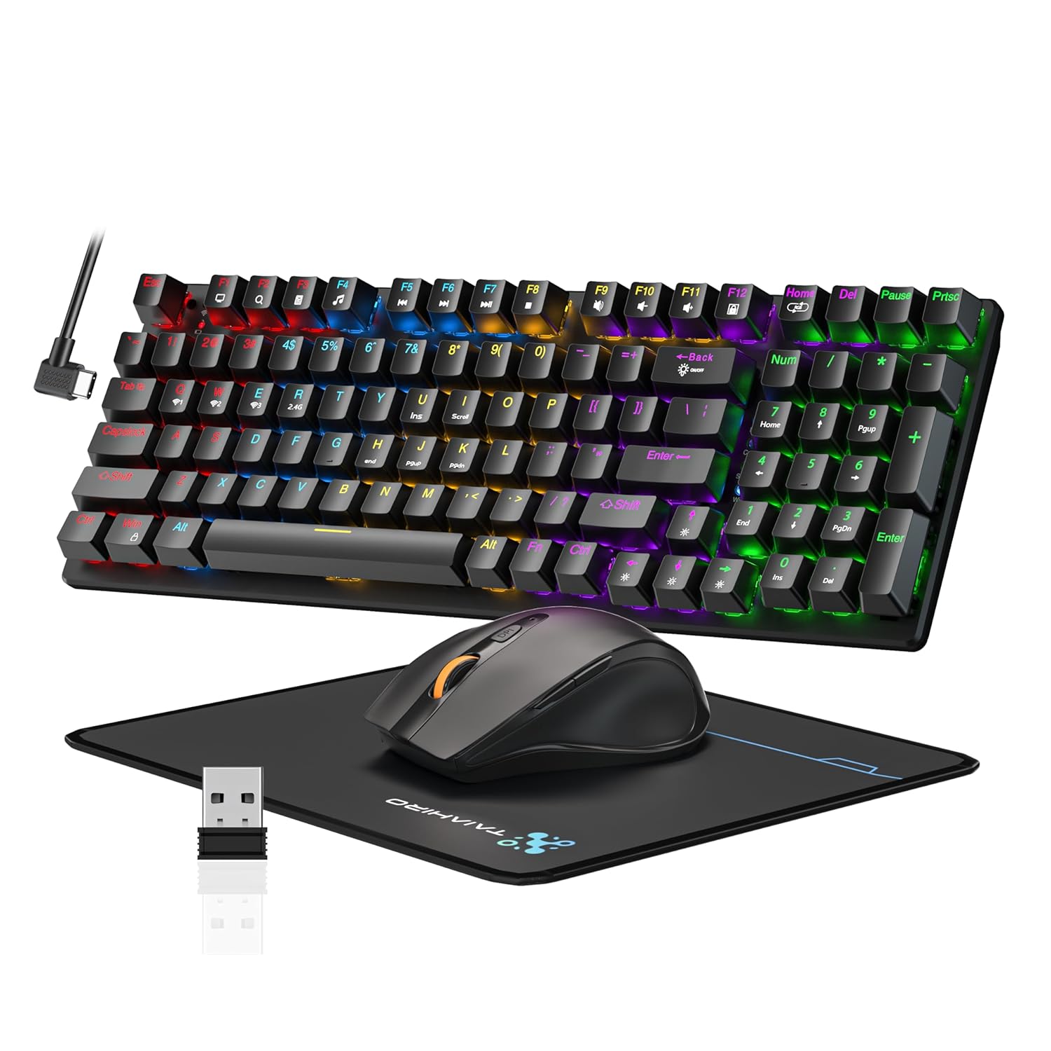 Amazon.in: Buy Wireless Mechanical Gaming Keyboard and Mouse, 98 Keys RGB Backlit Black Switch ...
