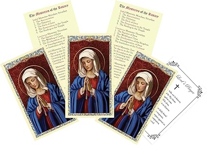 Amazon.com : Rosary Mystery Cards - with The Lord's Prayer Card - 5 ...