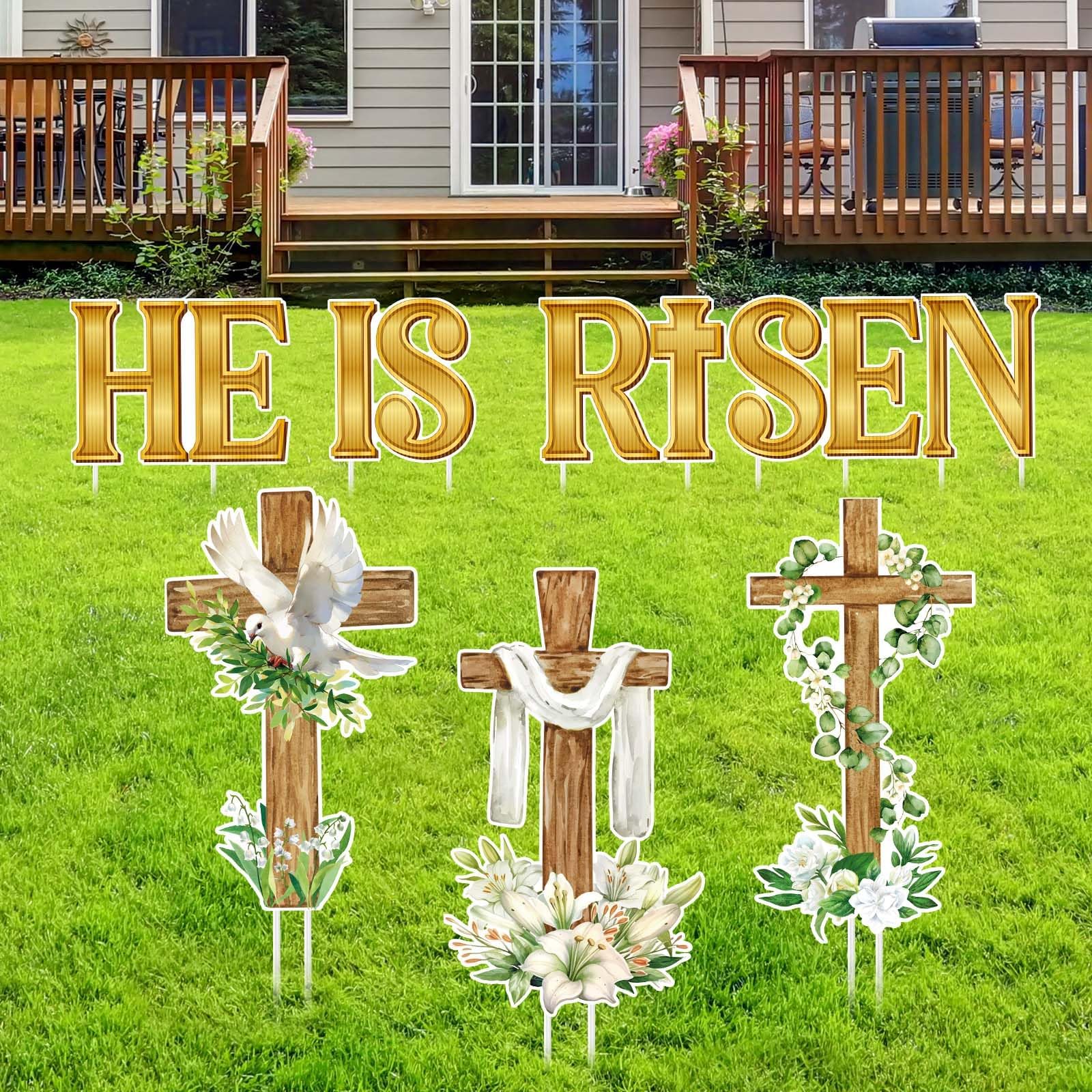 Amazon.com : Vercraft 9 Pcs Easter Resurrection Scene Yard Sign Easter ...
