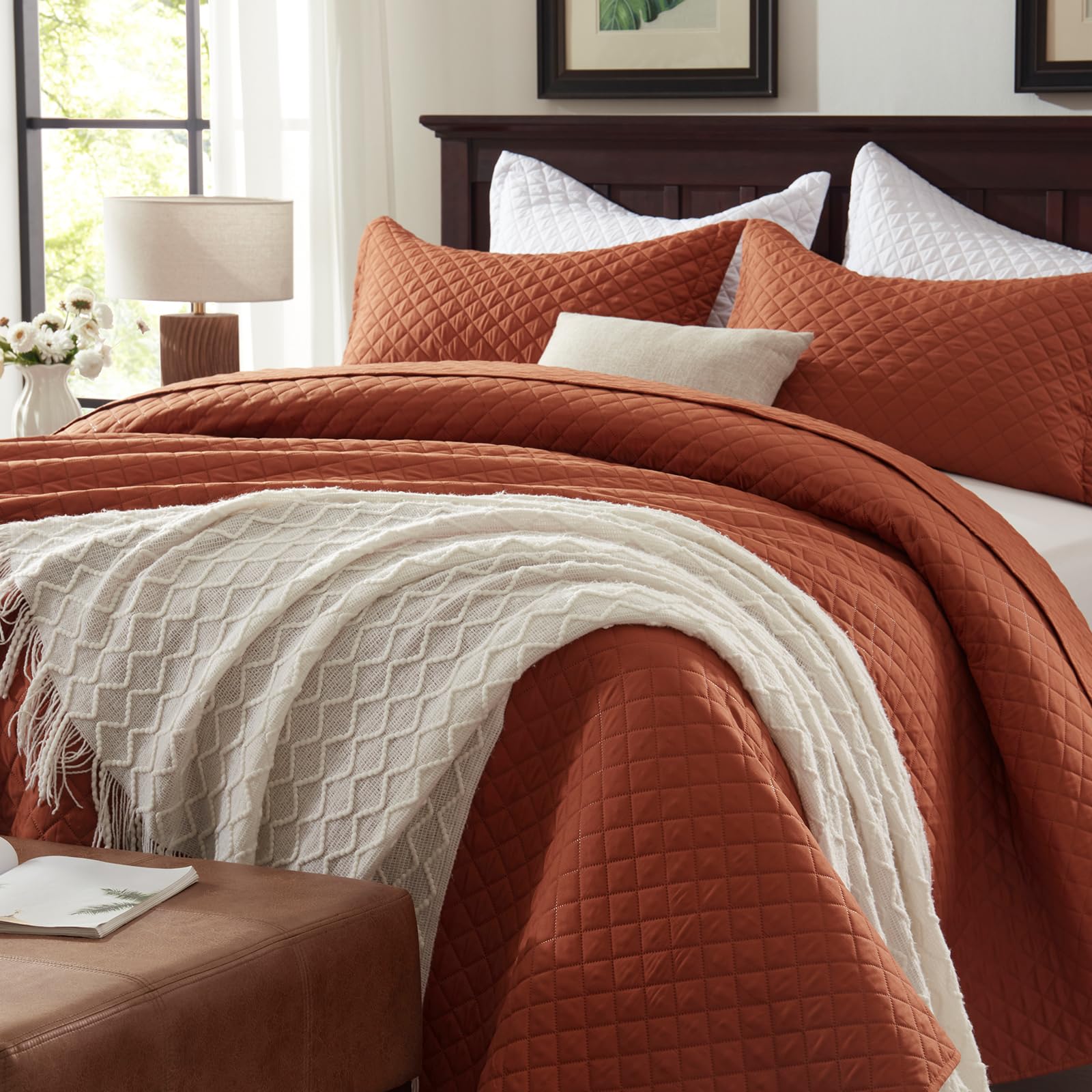 Amazon.com: SunStyle Home Quilt Set Twin Size Umber 2 Pieces - Soft ...