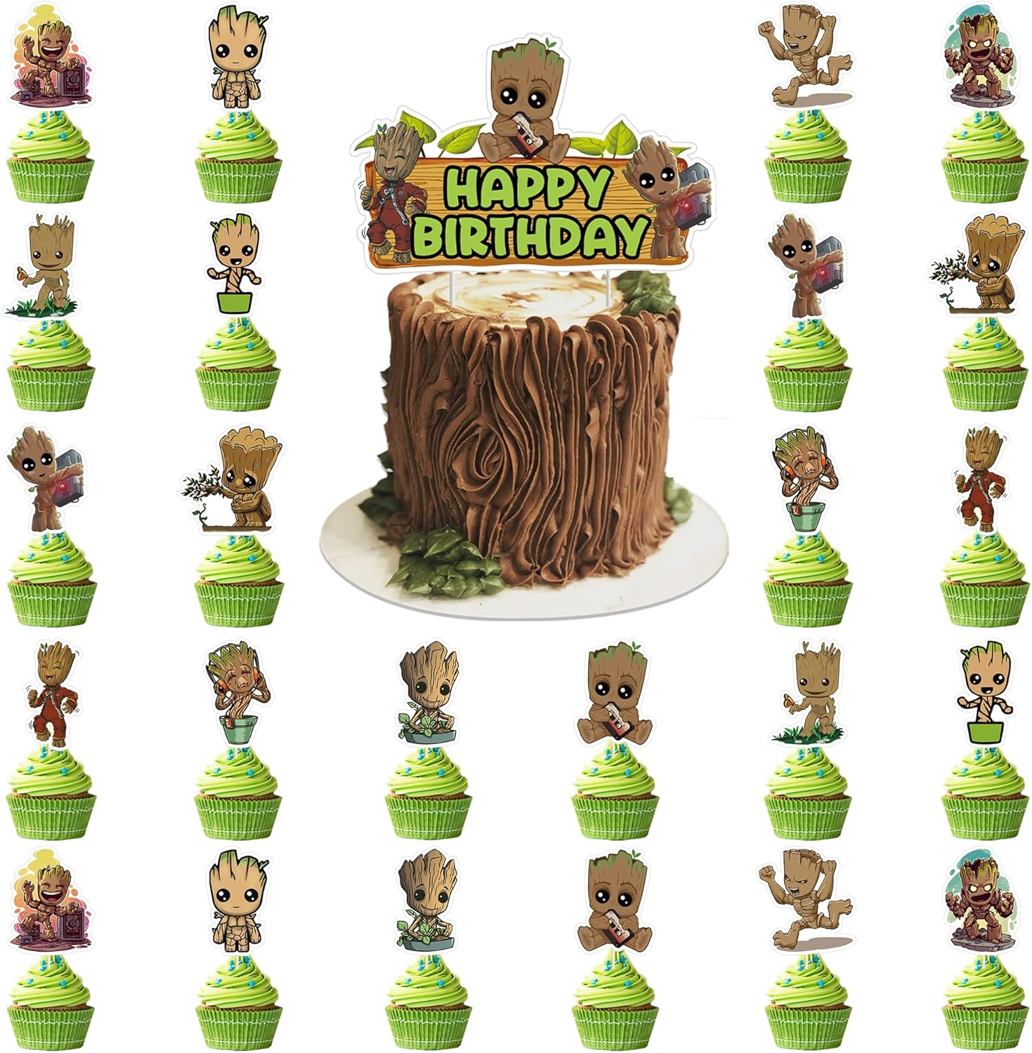 Amazon.com: Groot Birthday Party Cake Topper, 25Pcs Groot Theme Party ...