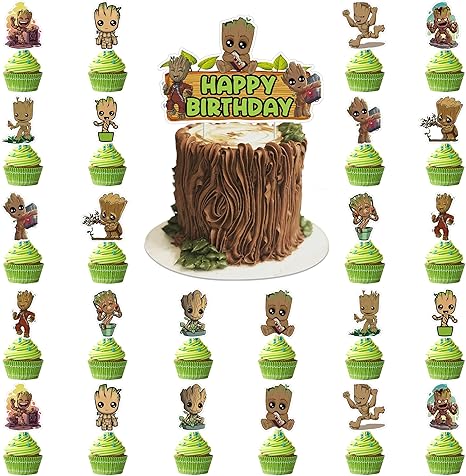 Amazon.com: Groot Birthday Party Cake Topper, 25Pcs Groot Theme Party ...