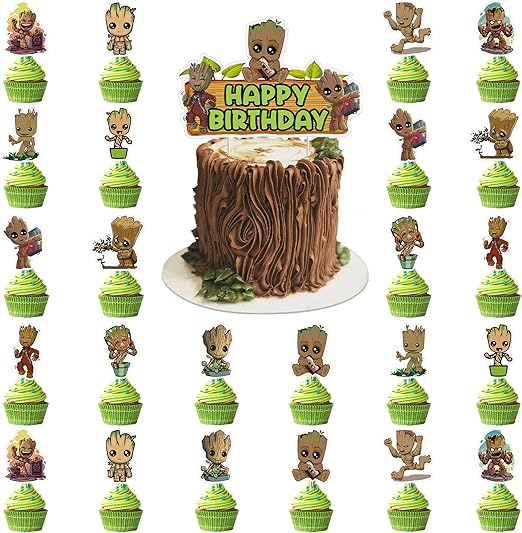 Amazon.com: Groot Birthday Party Cake Topper, 25Pcs Groot Theme Party ...