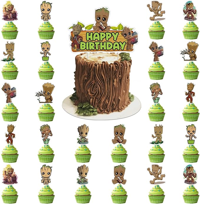 Amazon.com: Groot Birthday Party Cake Topper, 25Pcs Groot Theme Party ...