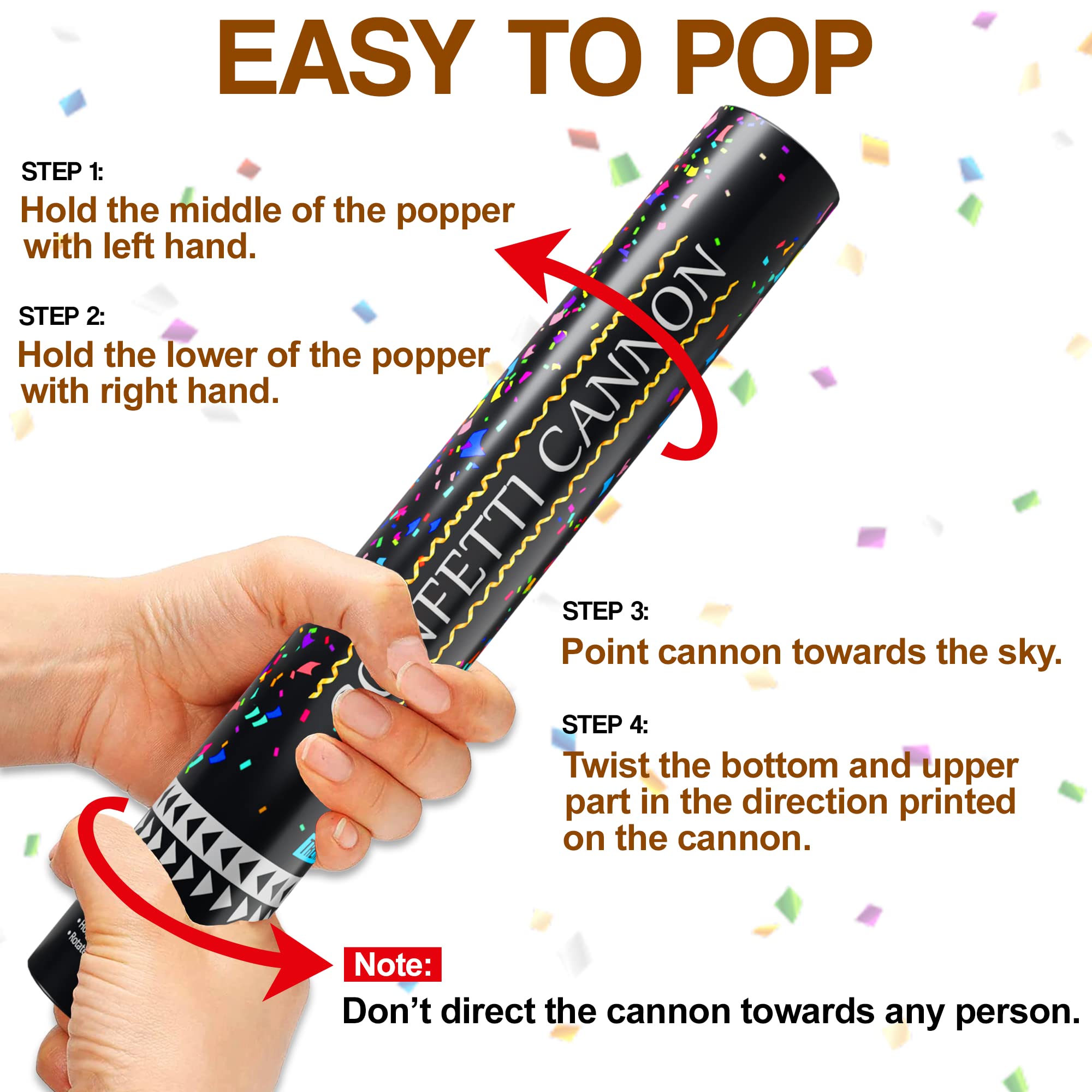 Confetti Cannon Party Poppers [6 Pack], Gift 3 Magnetic Photo Frames ...