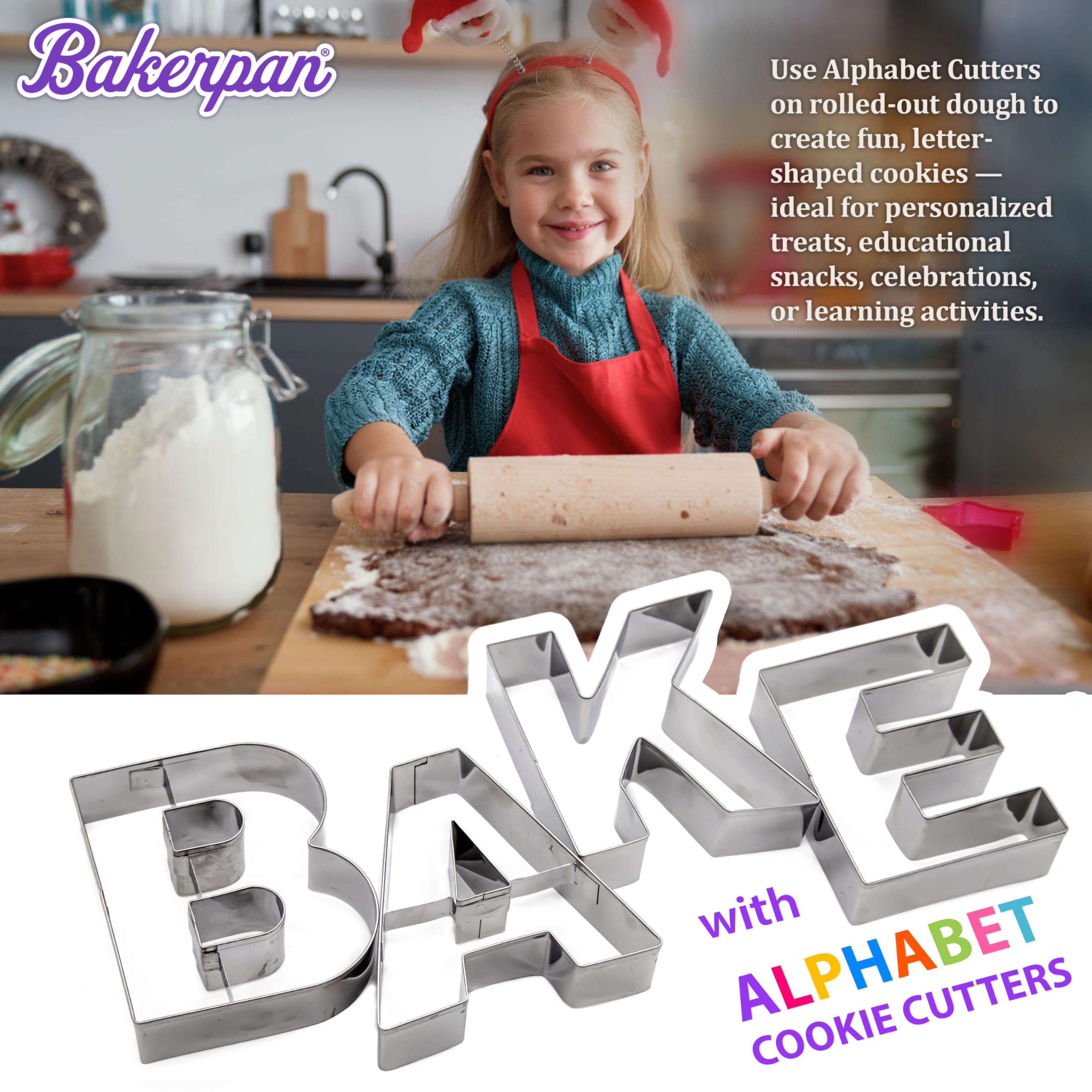 Snapklik.com : Bakerpan Stainless Steel Alphabet Cookie Cutter Set, Big ...