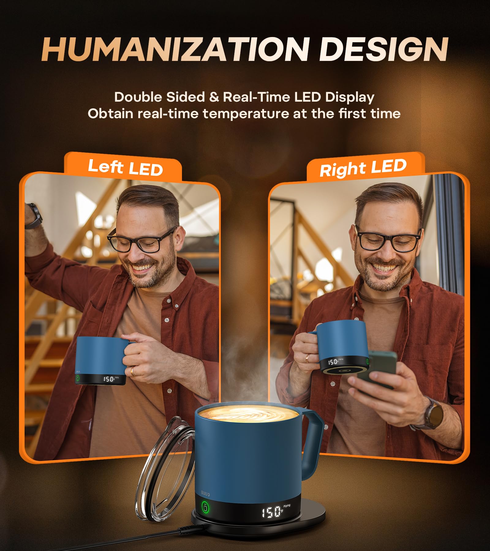 Snapklik.com : Self Heating Coffee Mug, 14 Oz Temperature Control Smart ...