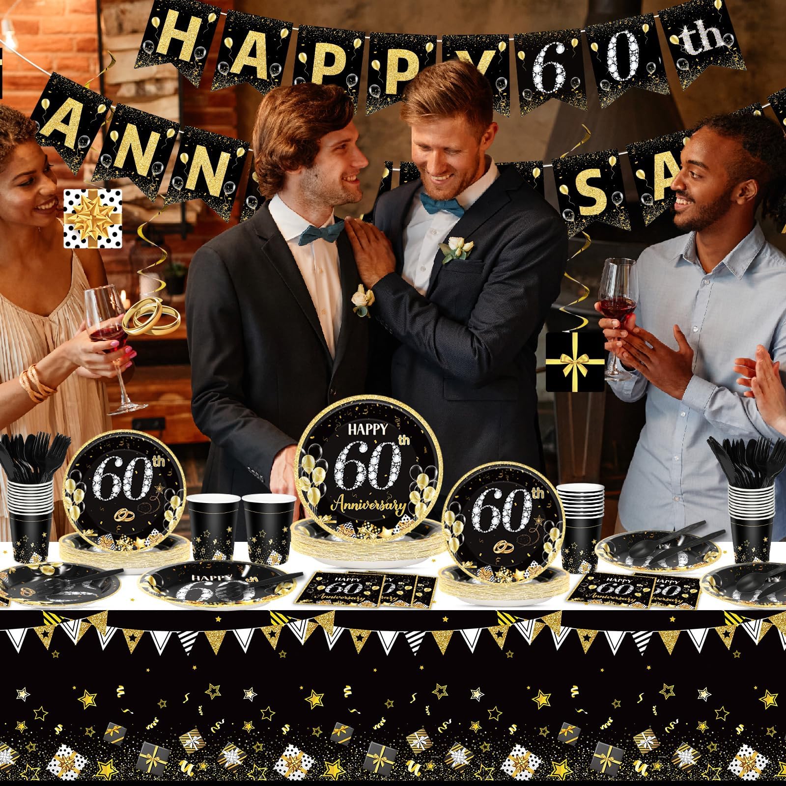 60th Wedding Anniversary Napkin Decorations