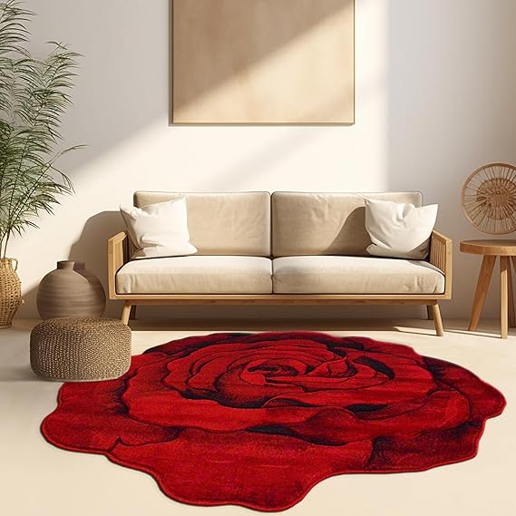 Amazon.com: Rose Rug 5ft Round Area Rugs Cute Plush Flower Shaped Rug ...