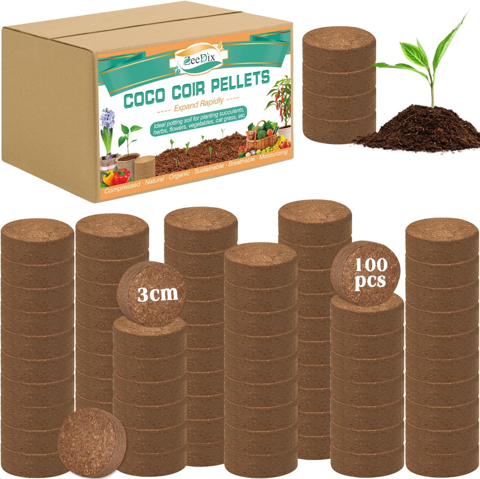 Amazon.com : Iceyyyy 60pcs 40mm Compressed Coco Coir Fiber Potting Soil ...