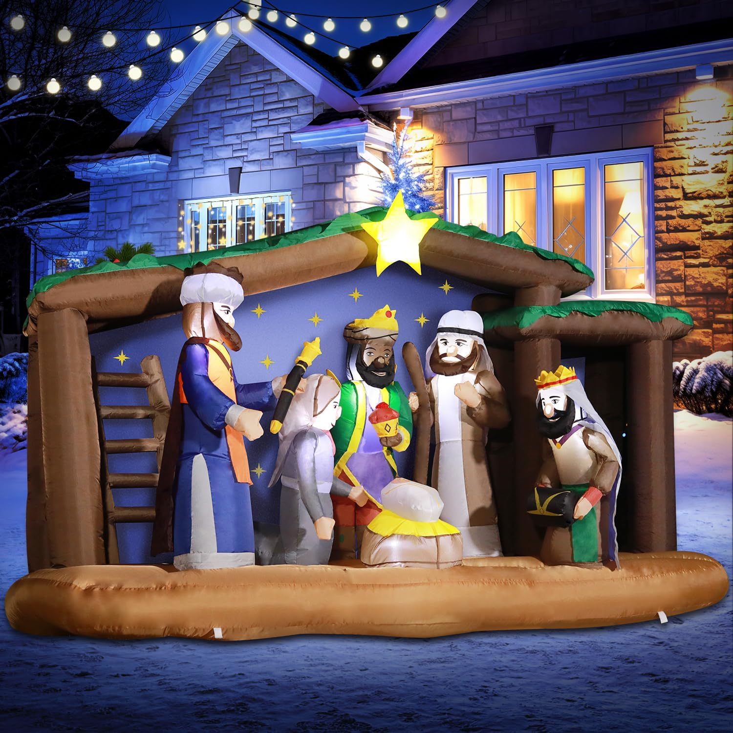 Amazon.com: DomKom Large 8FT Christmas Inflatables Nativity Scene ...