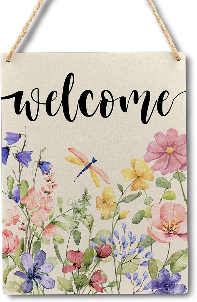 Amazon.com: Grapehiker Sunflower Welcome Spring Sign - Rustic Spring ...