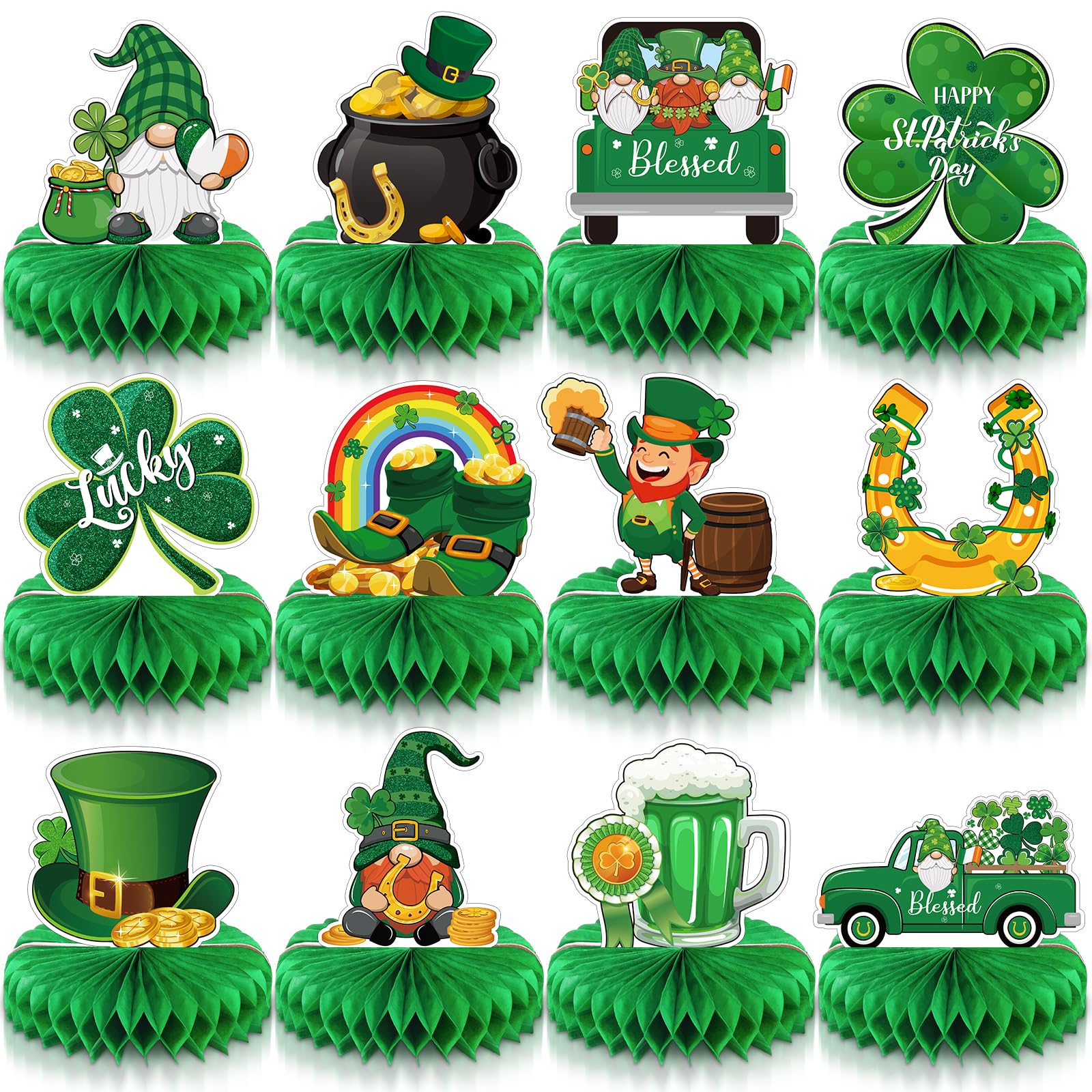 Amazon.com: Tiamon 12 Pcs St. Patrick's Day Table Decorations Green ...