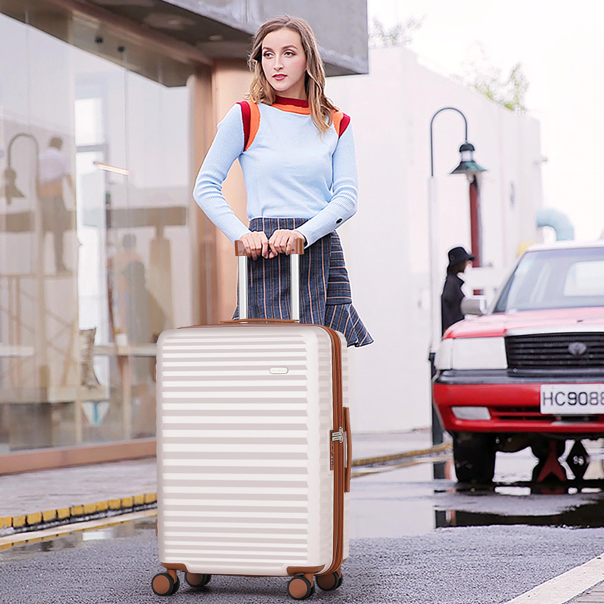 Snapklik.com : SHOWKOO Luggage Sets 3 Piece Hardside Expandable Suitcase