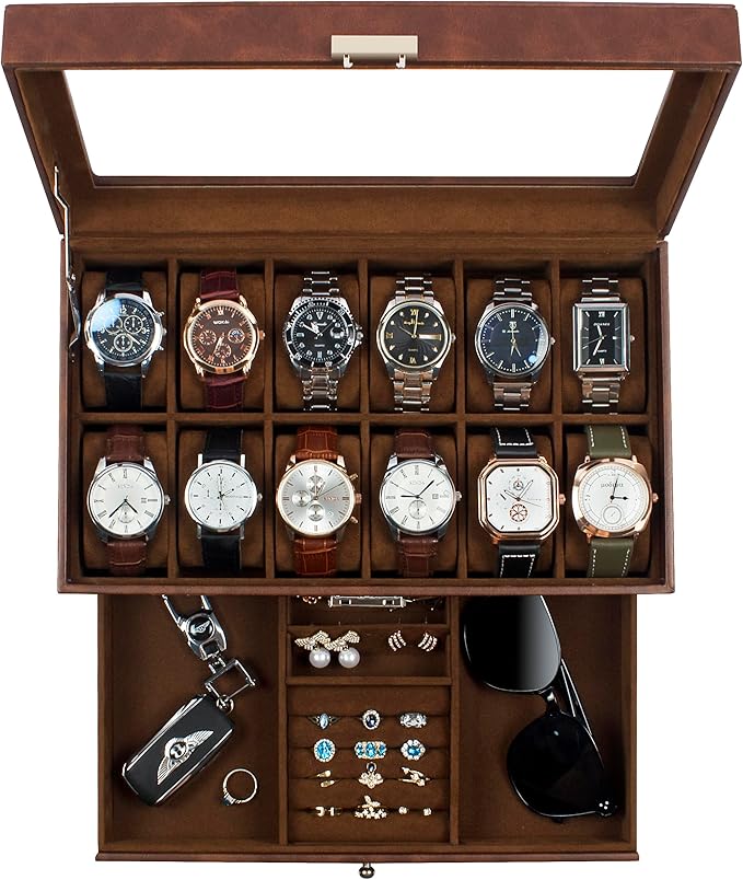 Amazon.com: GUKA Watch Box, 12 Slot Watch Case, Watch Cases for men ...