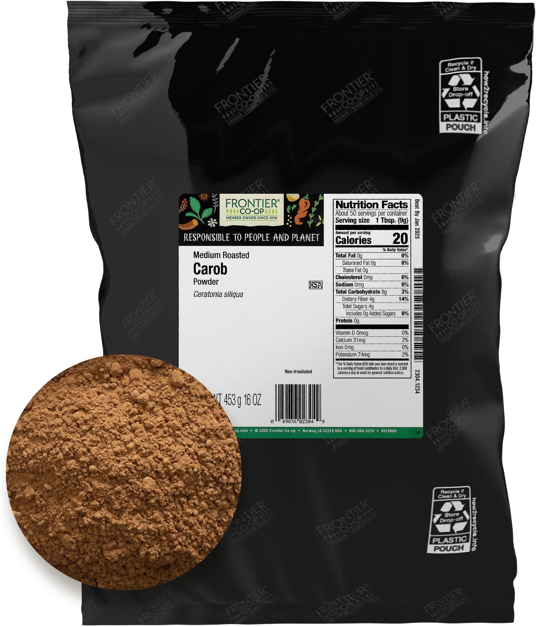 Amazon.com : Frontier Co-op Medium-Roasted Ground Carob 1lb : Baking ...