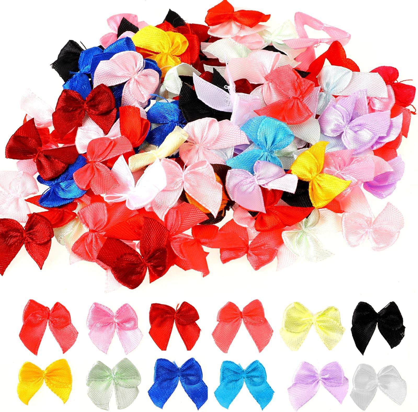 Amazon.com: 200 Pcs Mini Bows for Crafts Satin Ribbon Bows Small ...