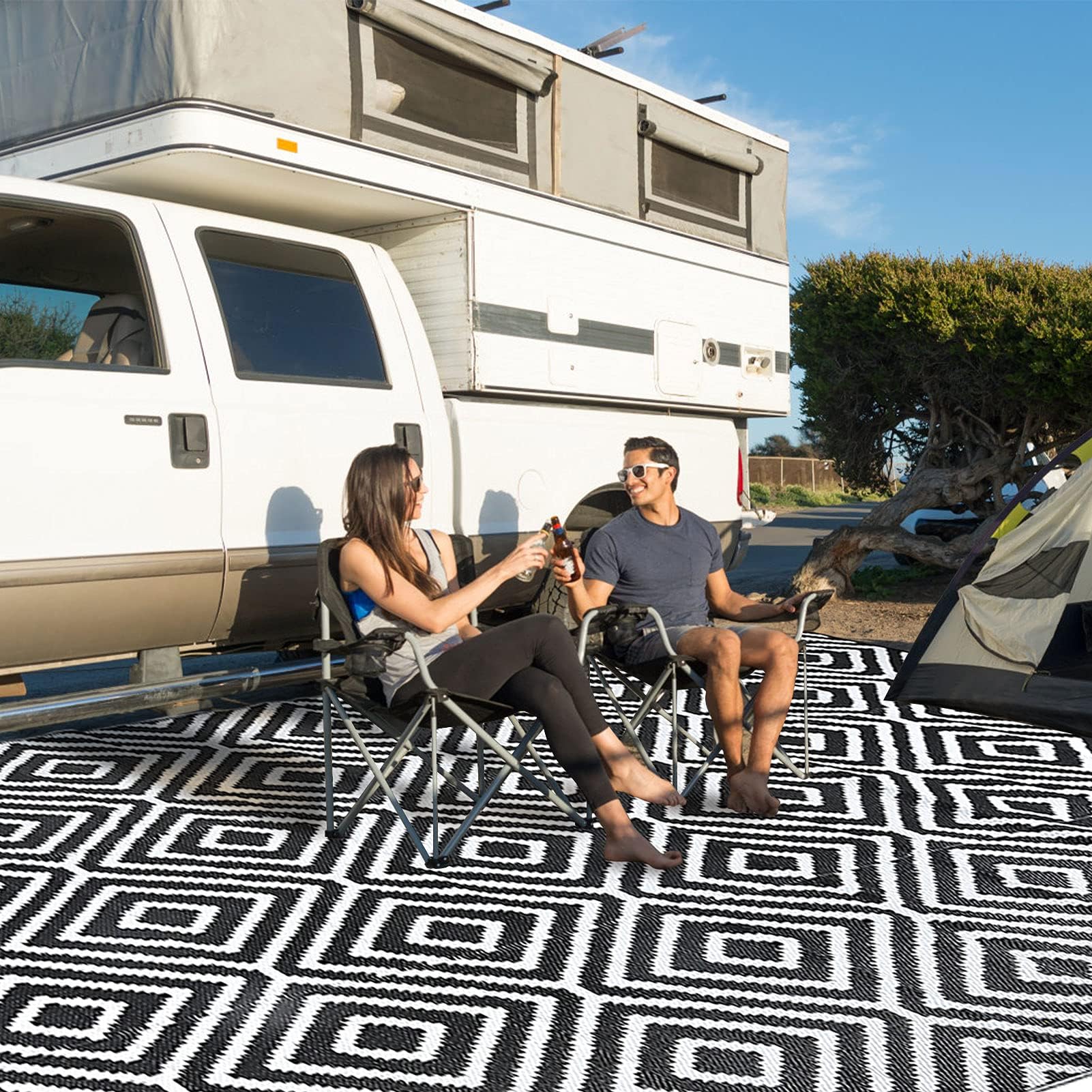 Amazon.com: Stylish Camping RH8181 Black/White 8-Feet x 18-Feet RV Home ...