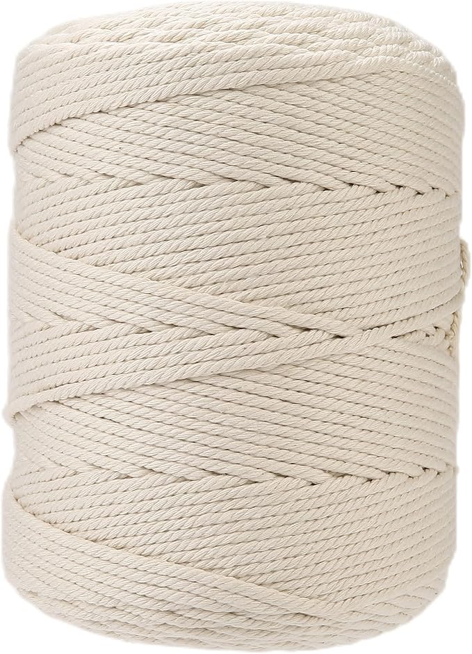 GOHOF Macrame Cord 4mm x 300m Premium Cotton Rope - 4 Strand Twisted ...