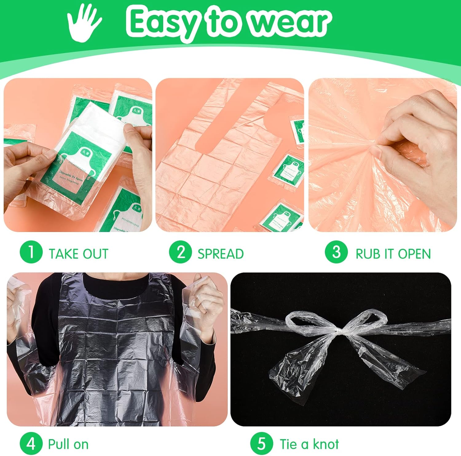 Amazon.com: Bazen 100 Pieces Disposable Aprons for Kids Plastic Aprons ...