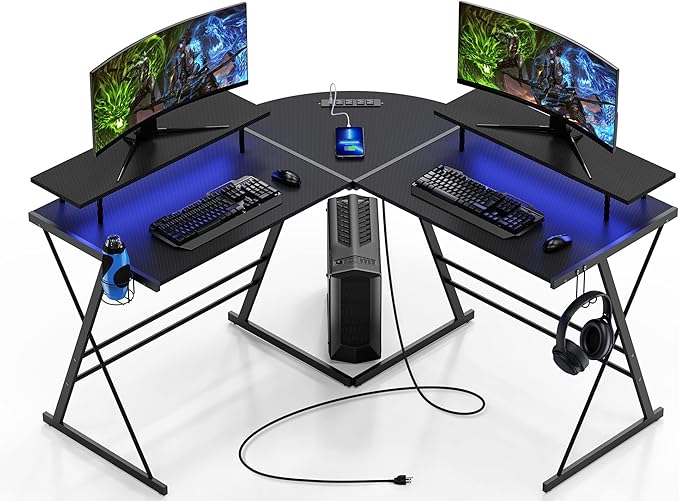 Amazon.com: Evajoy Gaming Desk, L Shaped Computer Corner Desk, 53 ...