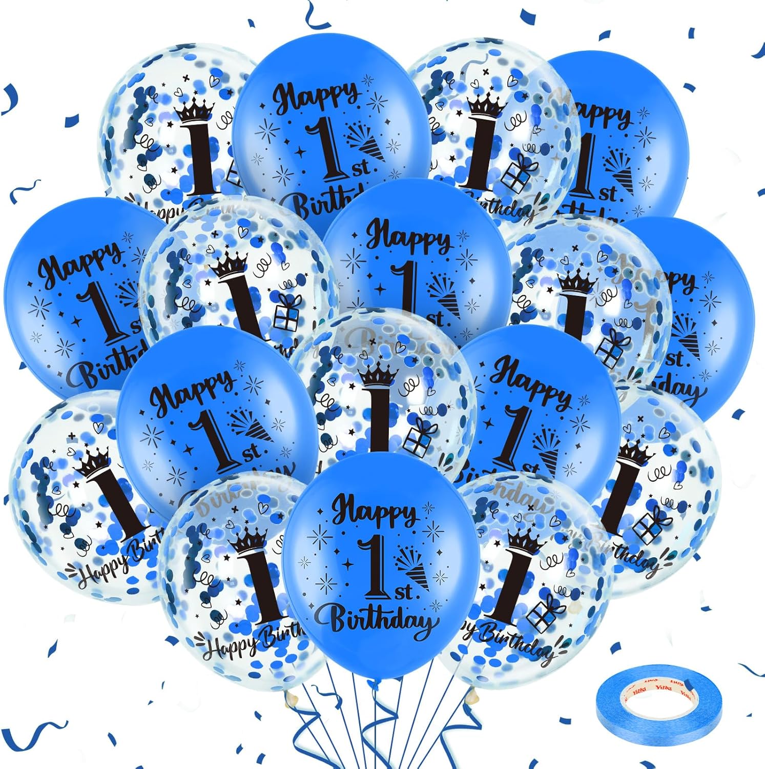 Amazon.com: 18PCS Happy 1st Birthday Balloons for Girls Boys Blue 1st ...