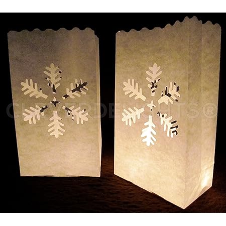 Amazon.com: CleverDelights White Luminary Bags - 50 Count - Snowflake ...