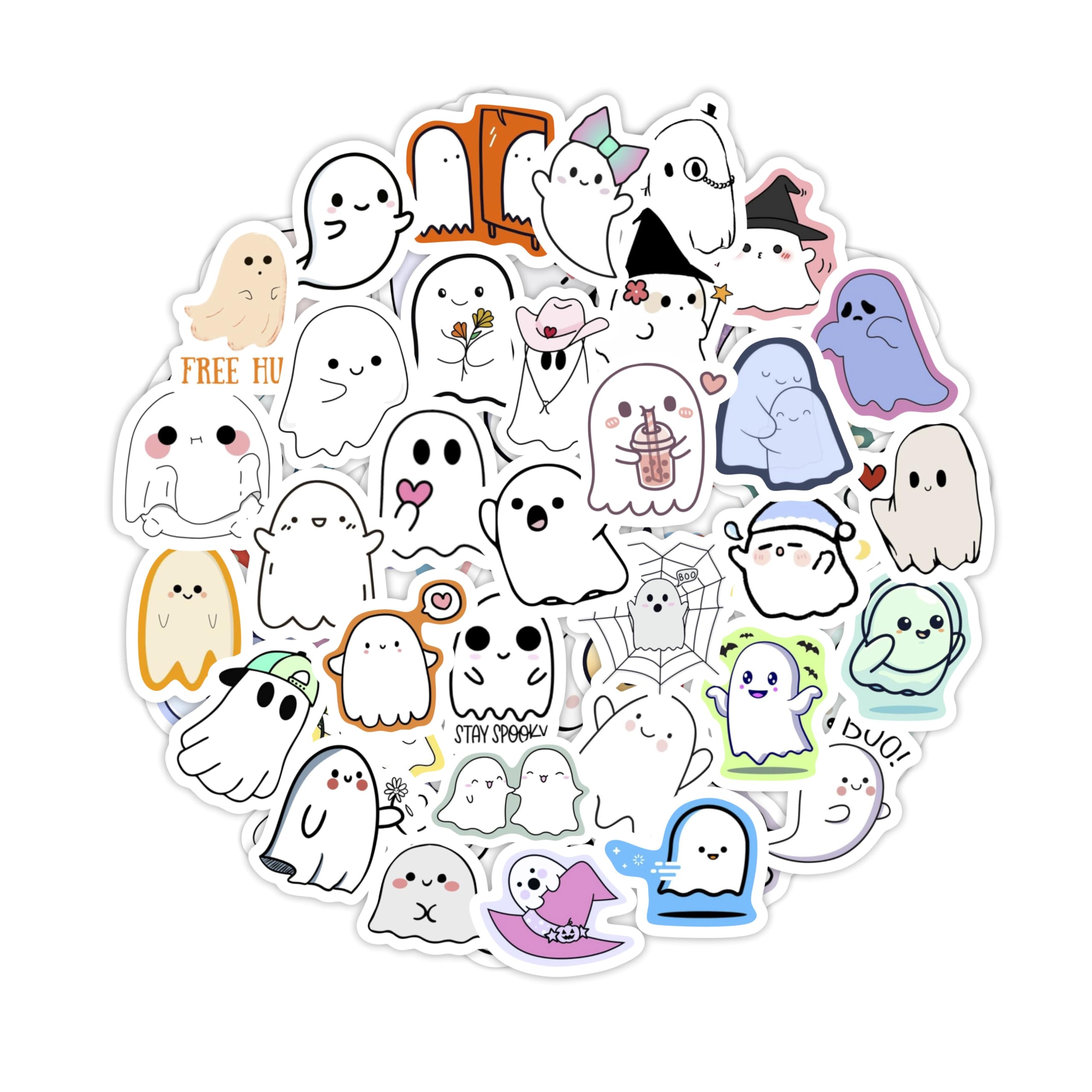 Amazon.com: 100Pcs Ghost Stickers for Water Bottle and Laptop - Ghost ...
