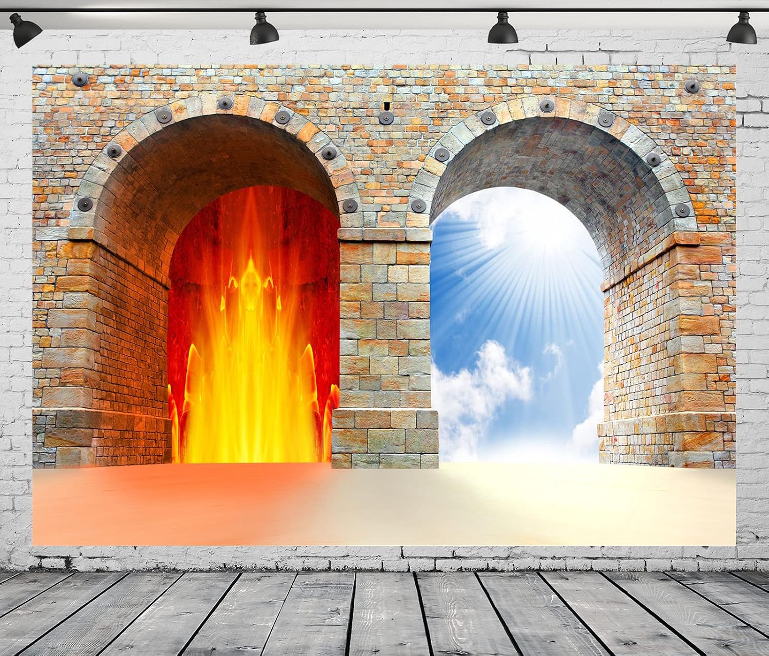 Amazon.com : BELECO 15x10ft Fabric Heaven and Hell Photography Backdrop ...
