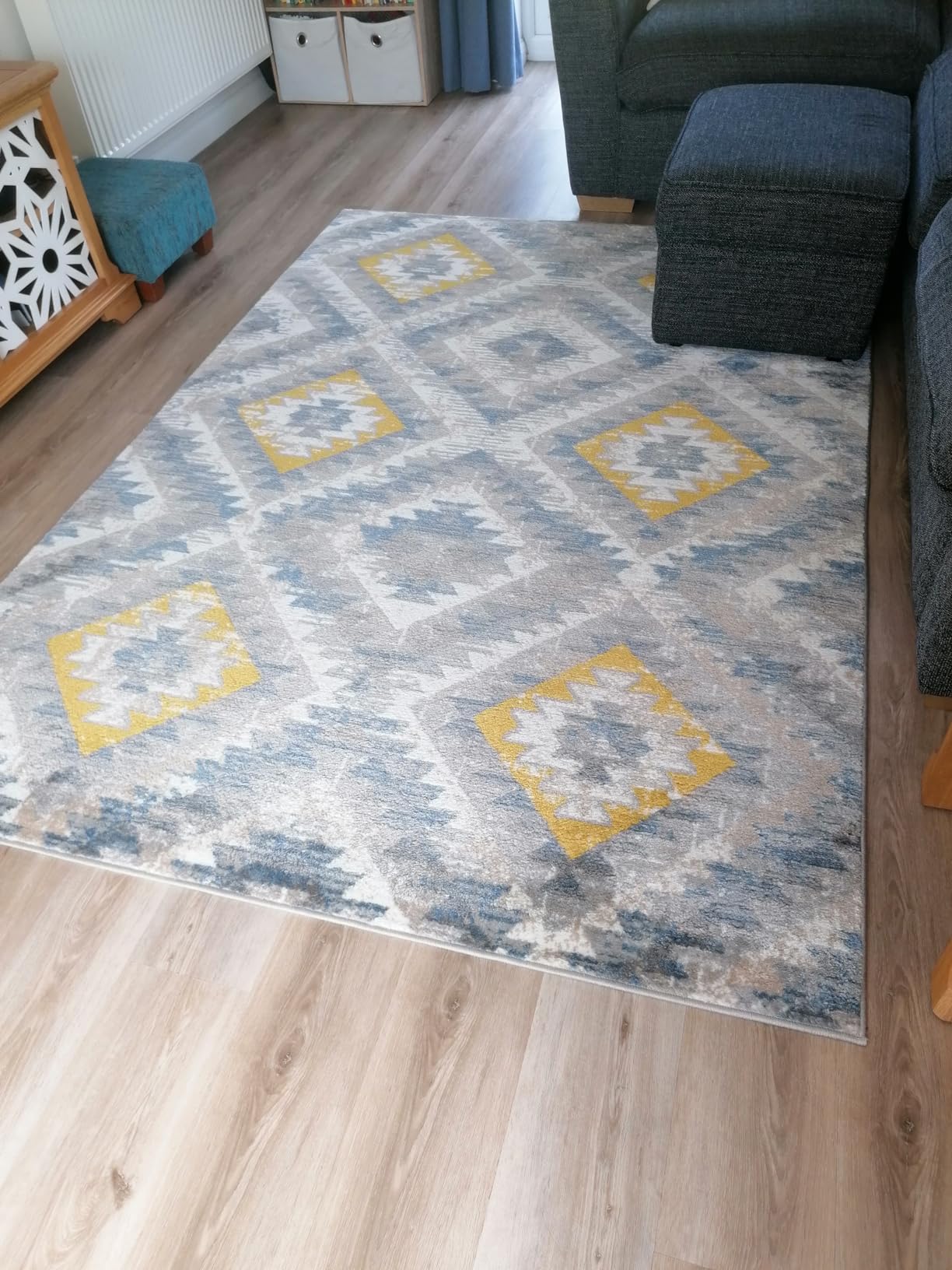 Mustard Rug for Living Room - Conservatory Rug Indoor ¦ Geometric Style ...