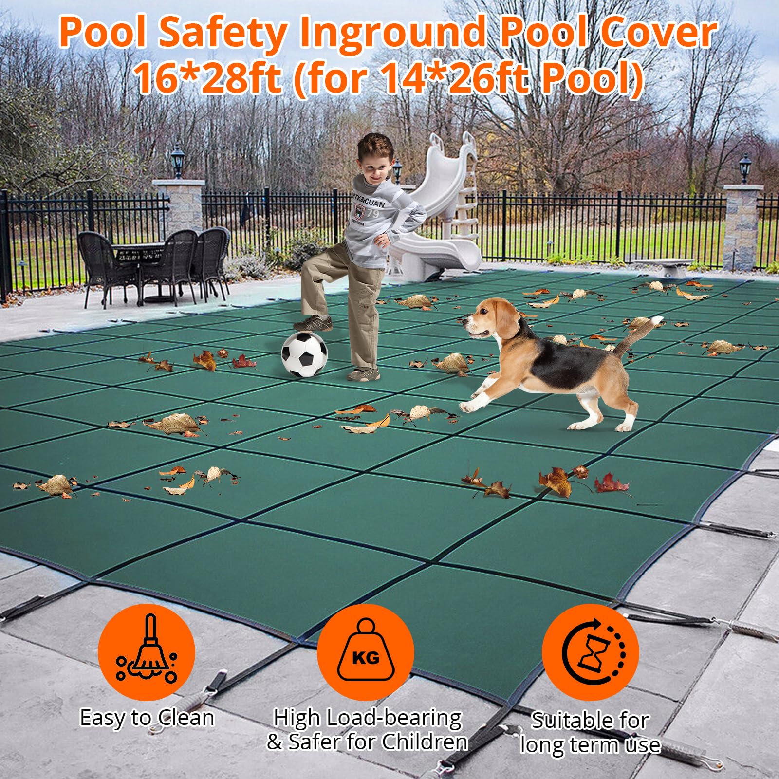 GARVEE Inground Pool Safety Cover Fits Inground Pools 14ft x 26ft ...