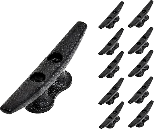 QPURO 4 Inch Black Dock Cleat - Cast Iron Boat Cleats, Rope Cleat, Boat ...
