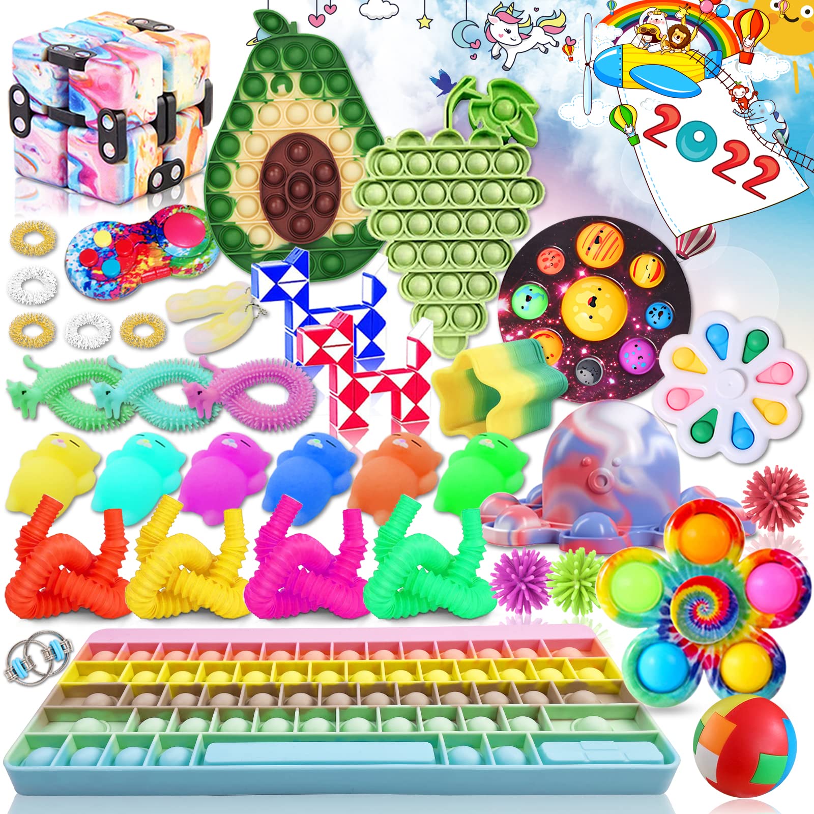 Popit Fidget Pack Fidget Toy Set Stress-Relieving Toys, Big Sensory ...