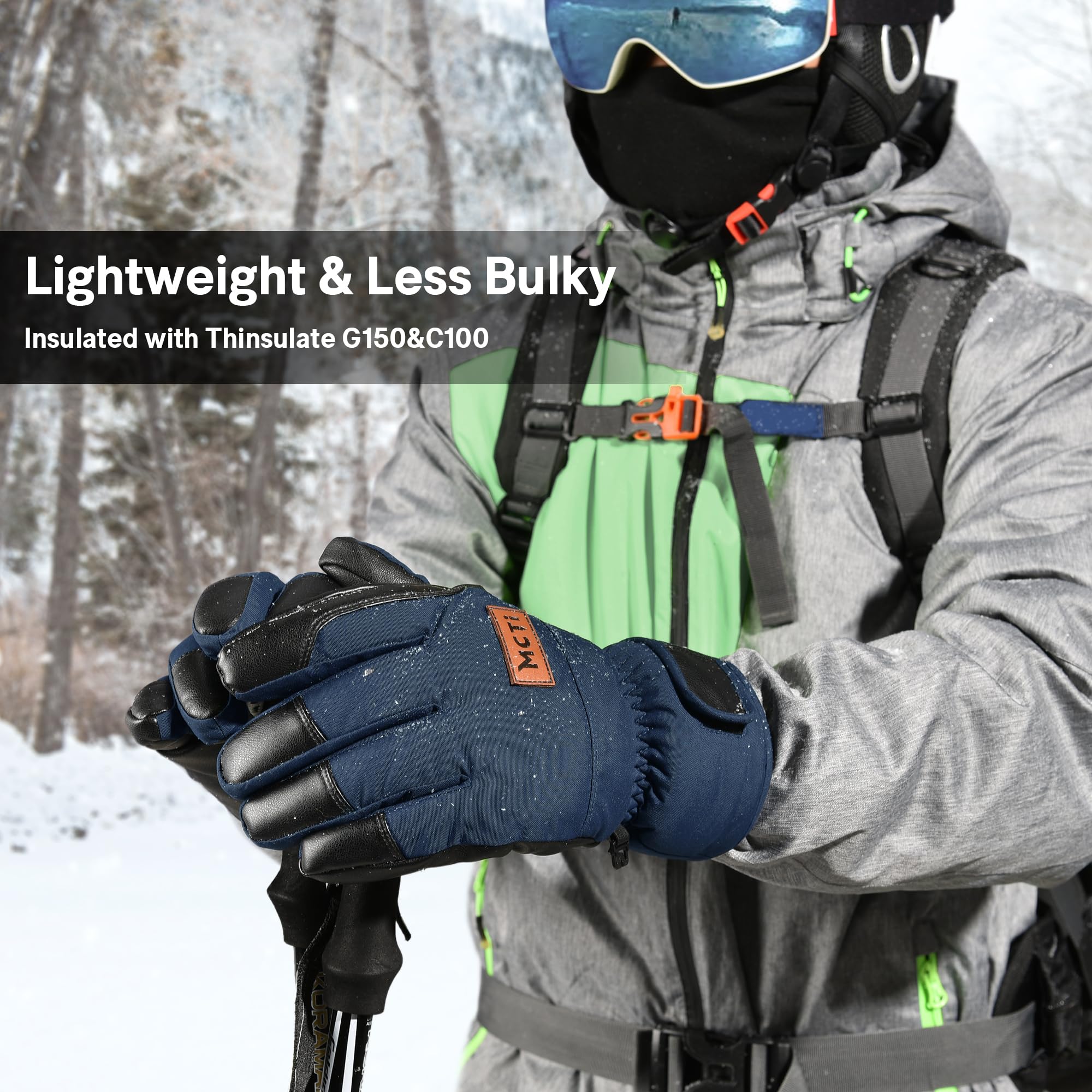 Snapklik.com : Ski Gloves Mens Waterproof Insulated Snow Gloves ...