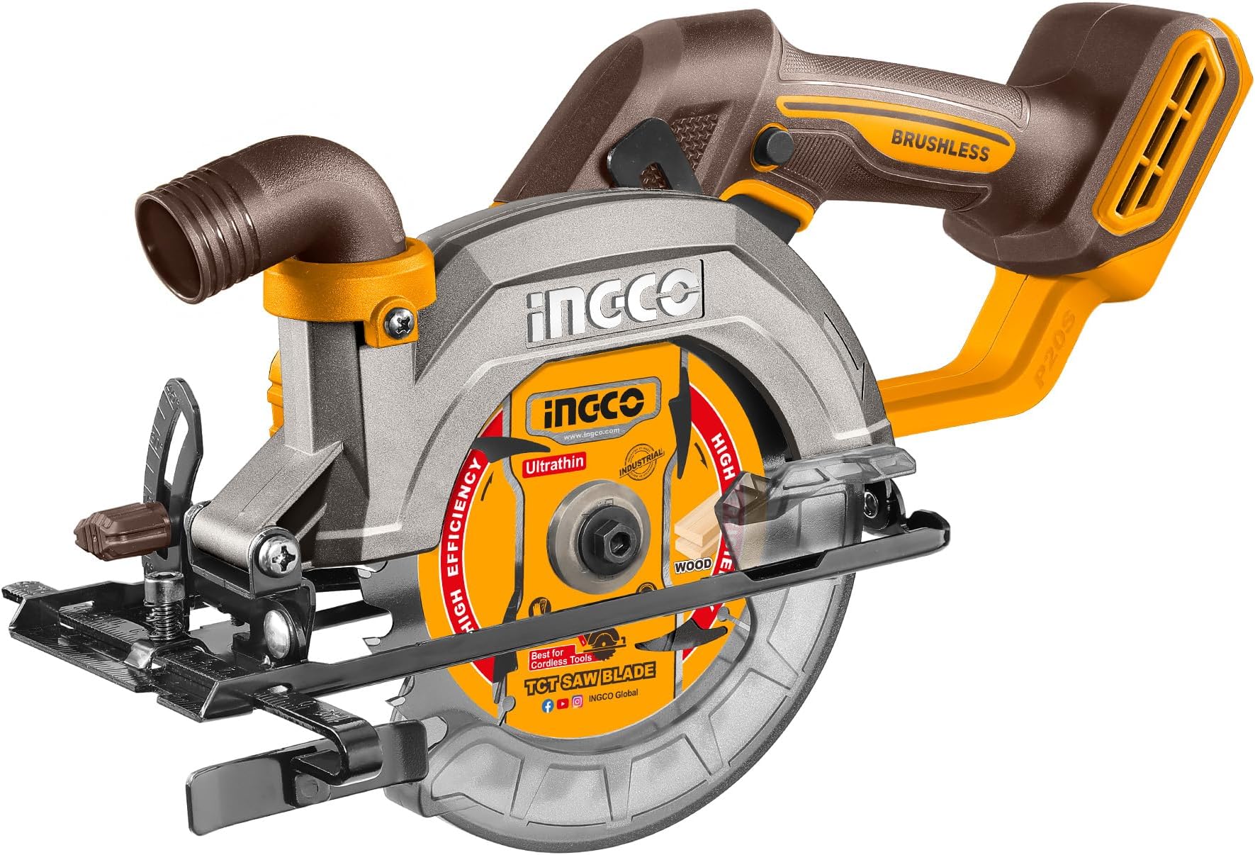 INGCO 20V 140mm Cordless Circular Saw with Brushless Motor (Body Only ...