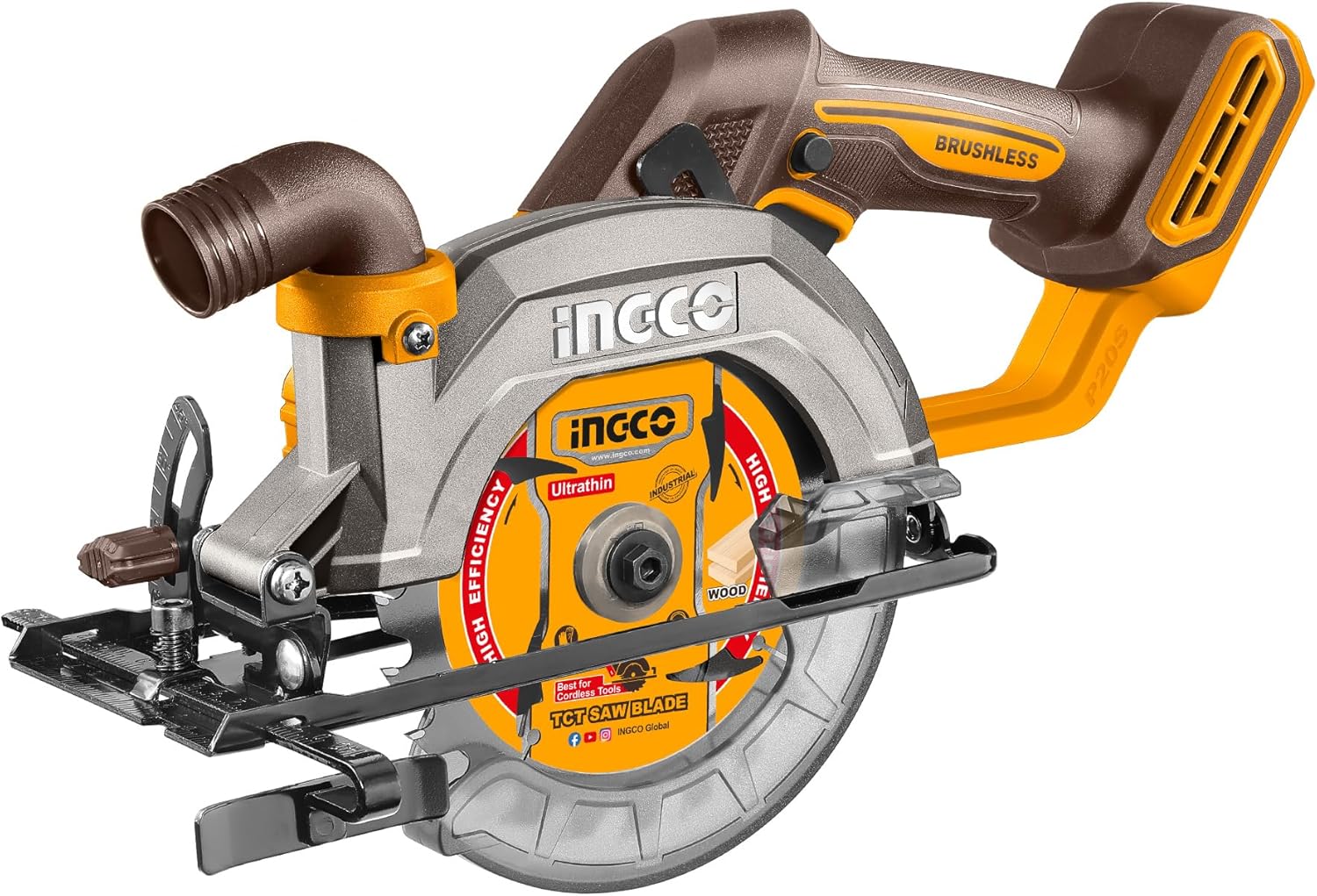INGCO 20V 140mm Cordless Circular Saw with Brushless Motor (Body Only ...