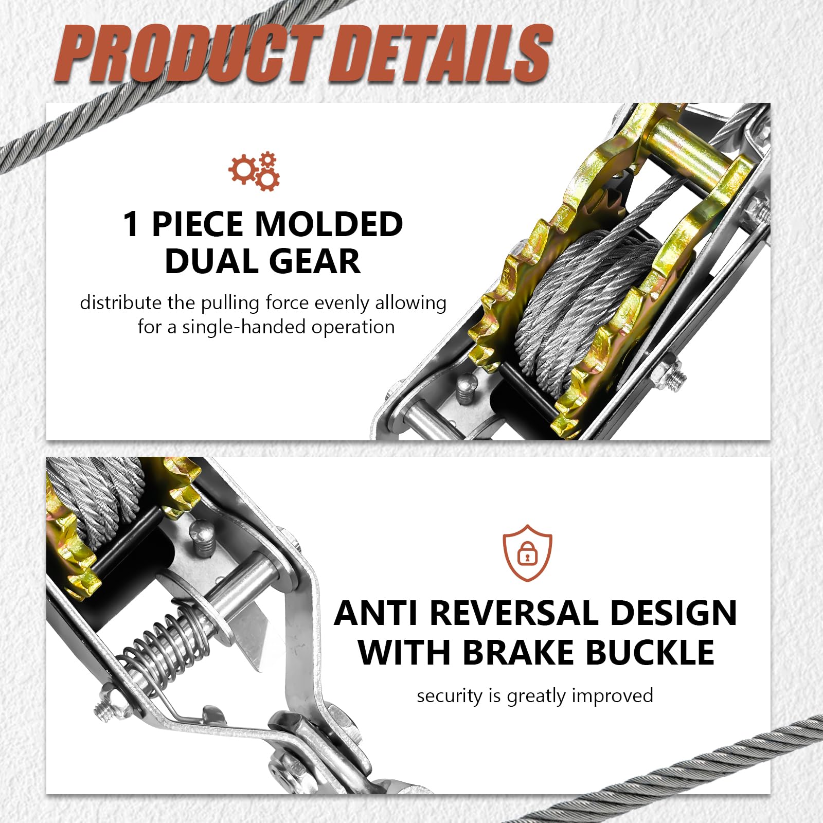 Snapklik.com : Come Along Winch Tool Heavy Duty, 2T Cable Winch Puller ...