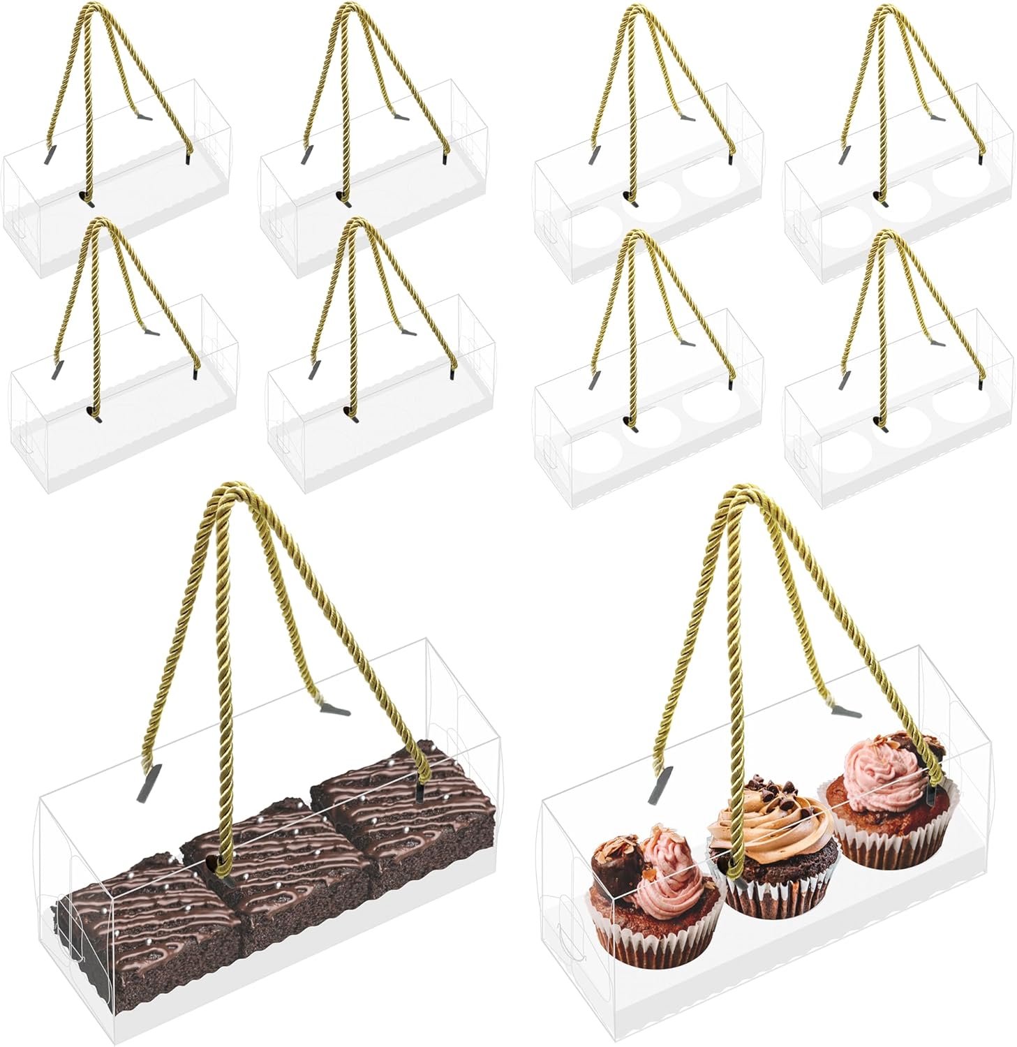 Amazon.com: JssCsvy Clear Cupcake Boxes with Handle and Inserts ...