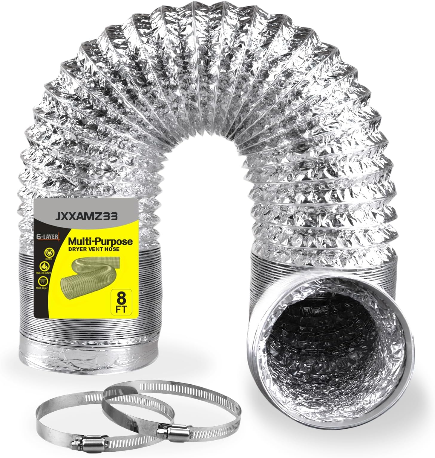 Amazon.com: Snap to Vent Aluminum Dryer Hose 4 inch diameter x 8 feet ...