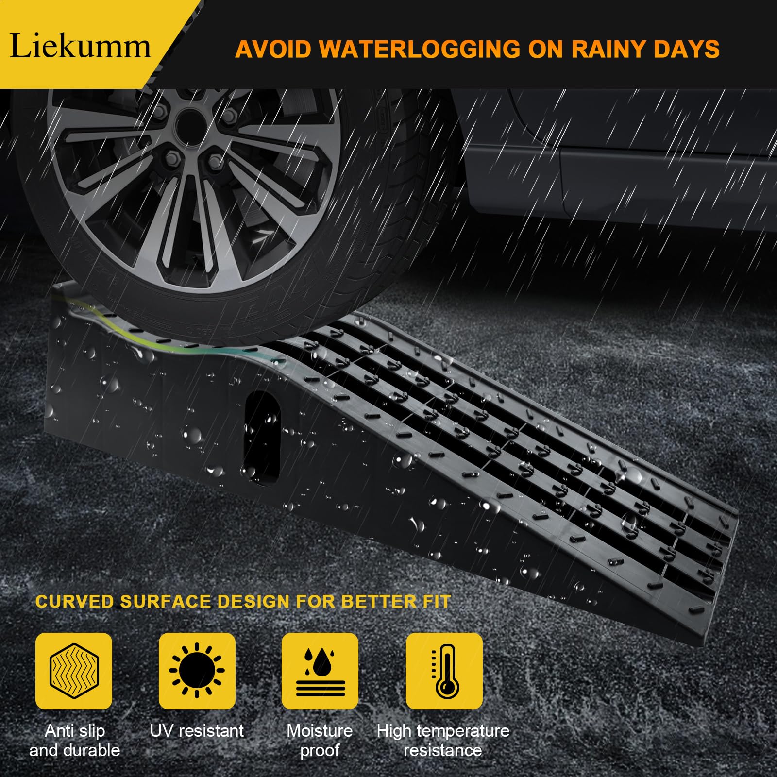 Snapklik.com : LIEKUMM 6.7"" Lift Car Ramps, Plastic Car Service Ramps ...